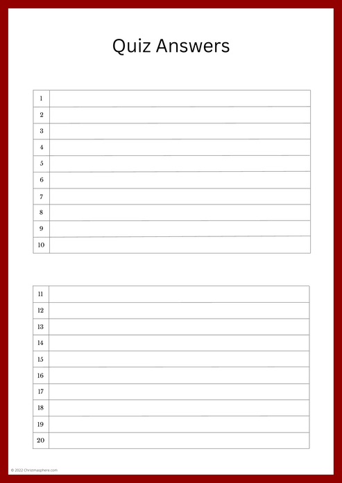 Quiz Answer Sheet Bundle | 5 Designs – Christmasphere