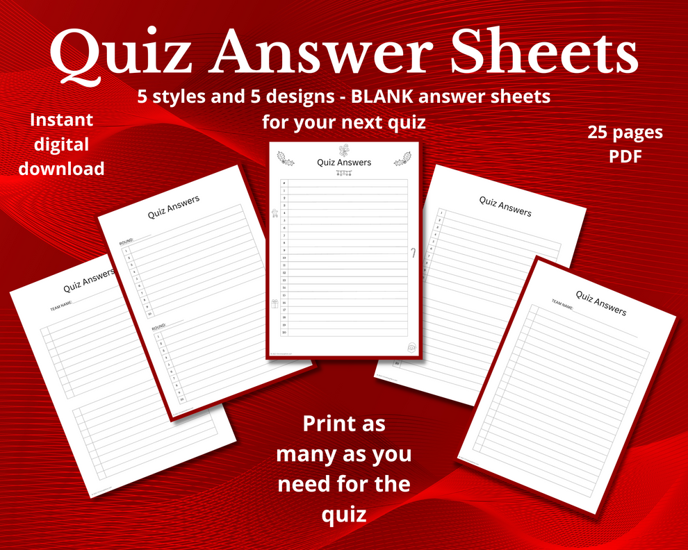 Quiz Answer Sheet Bundle | 5 Designs – Christmasphere